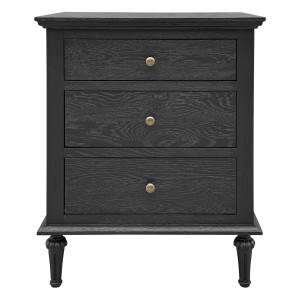 Emmerson II Oak Timber Bedside Table, Small, Black Oak