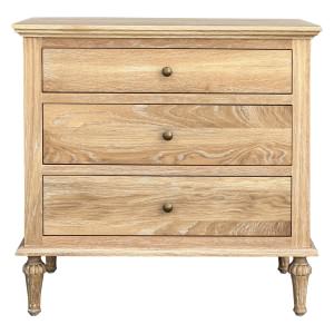 Emmerson II Oak Timber Bedside Table, Large, Lime Washed Oak