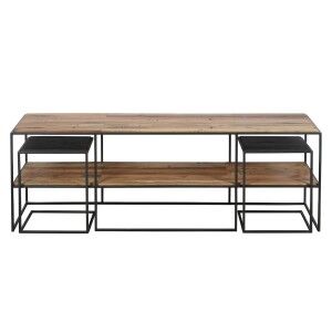 Sublime Commercial Grade Recycled Timber & Steel 3 Piece TV Unit & Side ...