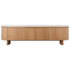 Lucentia Ceramic Topped Wooden 4 Door Oval TV Unit, 200cm