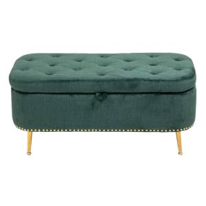 Hayden Tufted Fabric Storage Ottoman Bench, Green