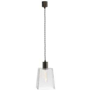 Parlour Square Glass Pendant Light, Clear / Iron