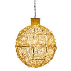Portom LED Light Up Christmas Bauble Indoor / Outdoor Ornament, Gold