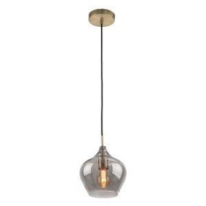 Darby Glass Pendant Light, Small, Smoke