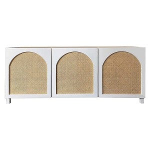 Archer Timber & Rattan 3 Door Buffet Table, 180cm, Off White