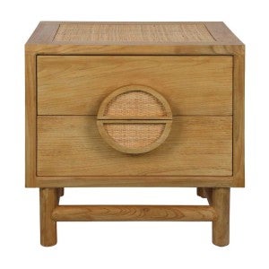 Rondo Timber & Rattan Bedside Table, Natural