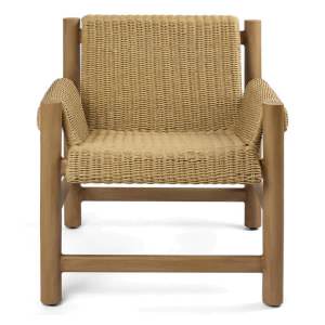 Riven Poly Rattan & Metal Outdoor Occasional Chair, Natural