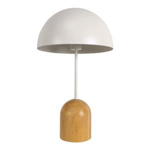 Miro Metal & Timber Table Lamp, White