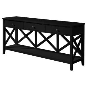 Winford Rubberwood Timber Console Table, 176cm, Black