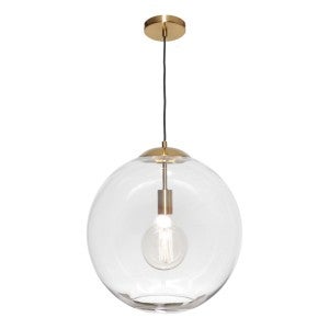 Orpheus Glass Pendant Light, 1 Light, Large, Clear / Gold