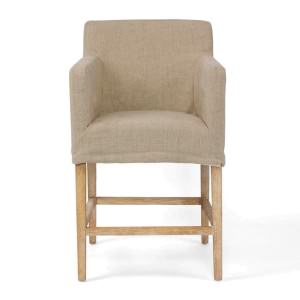 Antibes Linen Fabric & Oak Timber Bar Stool
