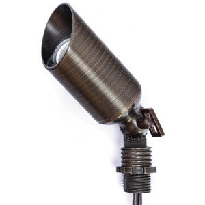 Hextol IP65 Brass Garden Spike Spotlight, 12V, 3W,3000K, Weathered Bronze