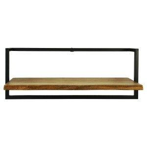 Marco Mango Wood & Steel Wall Shelf, 1 Tier, 75cm