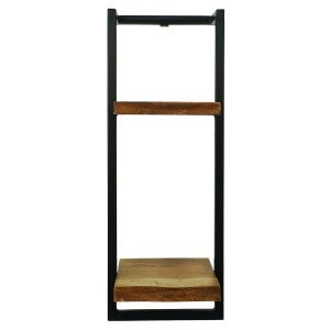 Marco Mango Wood & Steel Wall Shelf, 2 Tier, 25cm