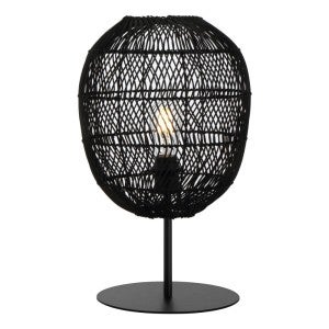 Rana Rattan & Iron Table Lamp, Small, Black / Black