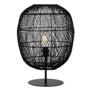 Rana Rattan & Iron Table Lamp, Medium, Black / Black
