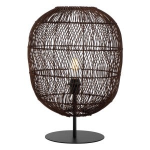 Rana Rattan & Iron Table Lamp, Medium, Brown / Black