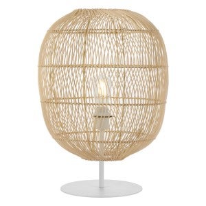 Rana Rattan & Iron Table Lamp, Medium, Natural / White