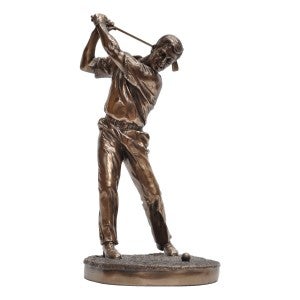 Cast Bronze Golf Player Figurine, Swing