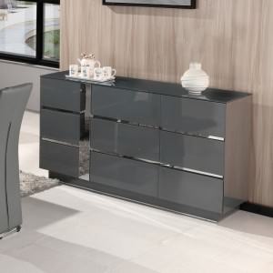Santorini Glass Top Modern 9 Drawer Buffet Table, 160cm