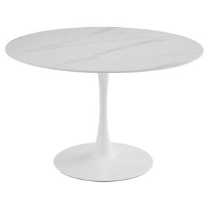 Sovia Ceramic Top Round Dining Table, 120cm, Snow White