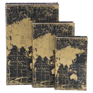 Orenda 3 Piece World Map Book Nested Storage Box Set