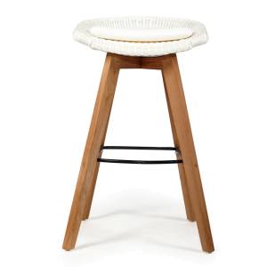 Mogo Resin Wicker & Teak Timber Backless Indoor / Outdoor Counter Stool ...