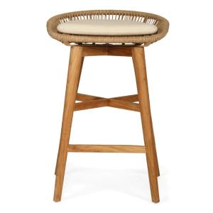 Teyla Cord & Teak Timber Indoor / Outdoor Counter Stool, Natural / Natural