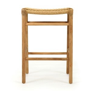 Zac Teak Timber & Close Woven Cord Indoor / Outdoor Saddle Counter ...