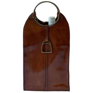 Lederon Leather Double Wine Carry Bag, Tan