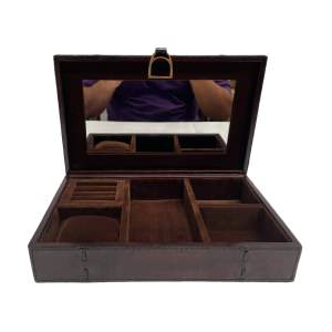Lederon Leather Jewellery Box, Type B, Dark Brown