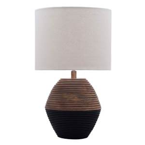 Black Bangles Ribbed Timber Base Table Lamp