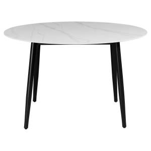 Erielle Sintered Stone & Steel Round Dining Table, 120cm, White / Black