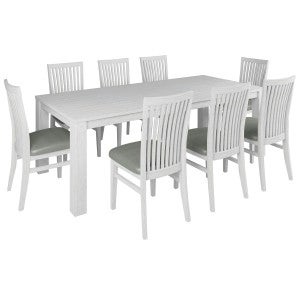 Lakeland 9 Piece Mountain Ash Timber Dining Table Set, 225cm