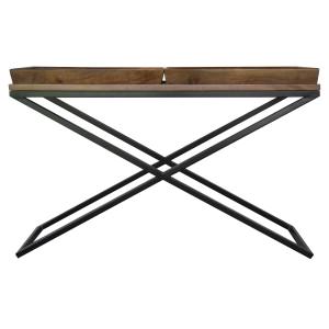 Cortelle Mango Wood & Steel Tray Top Console Table, 120cm