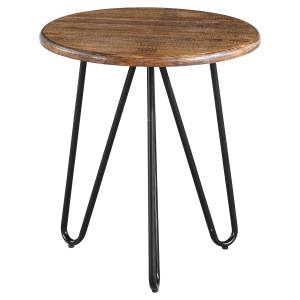 Lazef Rustic Timber & Metal Round Side Table