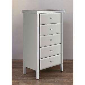 Vienna Mirrored 5 Drawer Tallboy, Clear