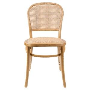 Rafflie Rattan & Birch Timber Dining Chair, Oak