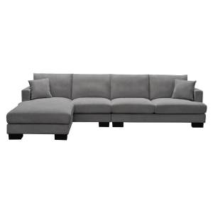Norvak Fabric Modular Sofa, 4 Seater with Ottoman, Grey