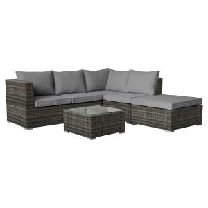 Palermo 4 Piece Wicker Outdoor Modular Corner Lounge Set, Grey