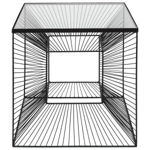 Elio Glass & Metal Cube Side Table, Black
