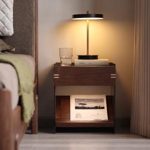 Calixis American Walnut Timber & Glass Bedside Table