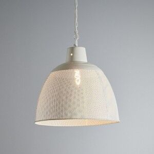 Riva Perforated Iron Dome Pendant Light, Large, White