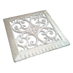 Agnes Cast Iron Square Trivet, Antique White