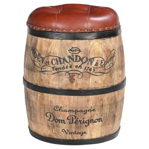 Moet Chandon Leather & Mango Wood Vintage Wine Bucket Storage Ottoman