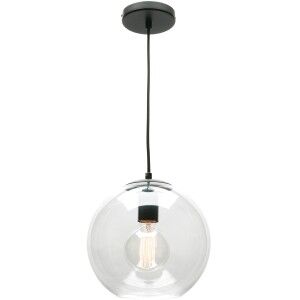 Orpheus Glass Pendant Light, 1 Light, Small, Clear / Black