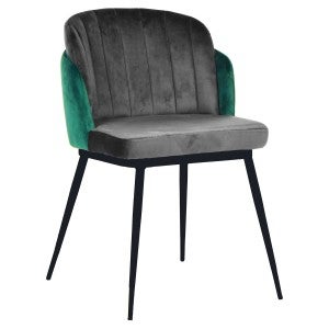 Royale Velvet Fabric Dining Chair, Grey / Green