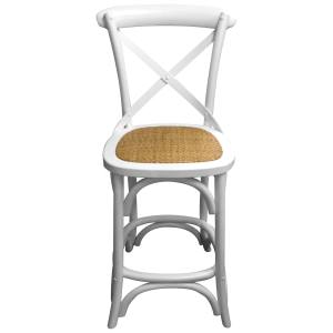 Bassel Timber Cross Back Bar Stool, White